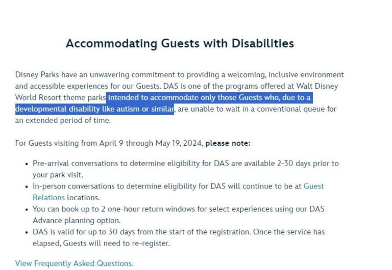 Overview of Disney's Disability Access Service (DAS) Card • Mouse ...